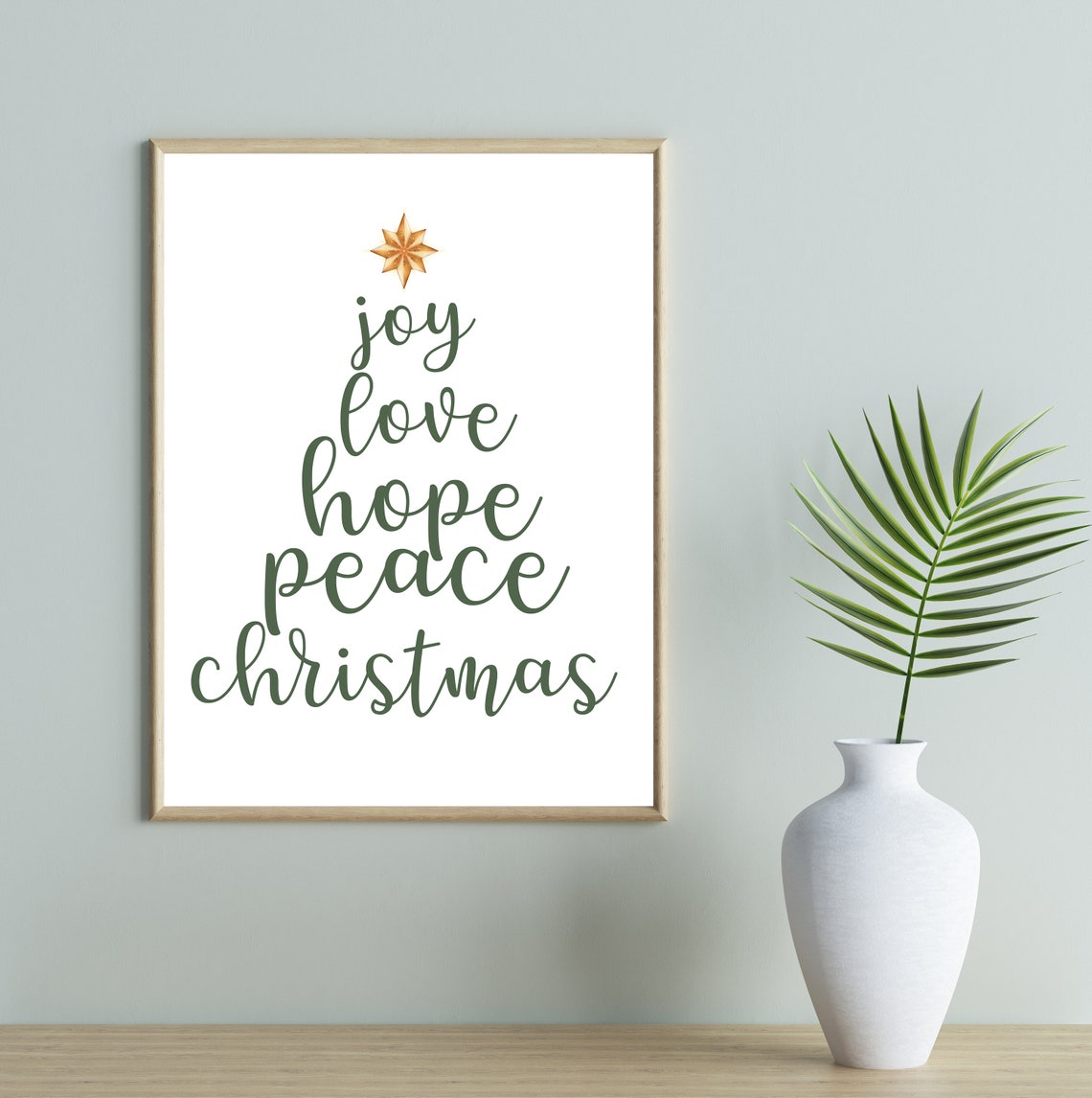 Joy Love Hope Peace Christmas Tree Printable, Digital Christmas Tree ...
