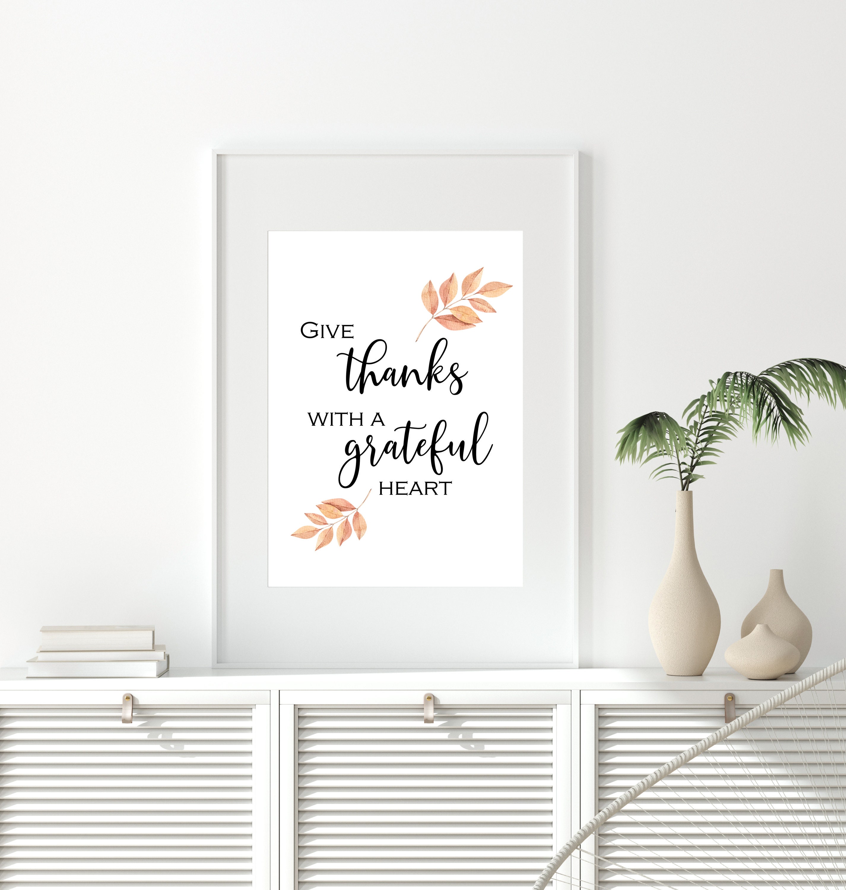 Give Thanks With a Grateful Heart Digital Art Print With Watercolor ...