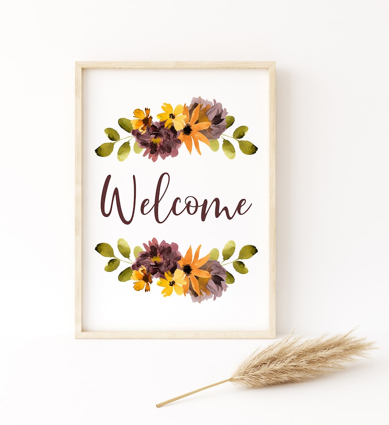Fall Watercolor Welcome Digital Art Print, Instant Download - Etsy