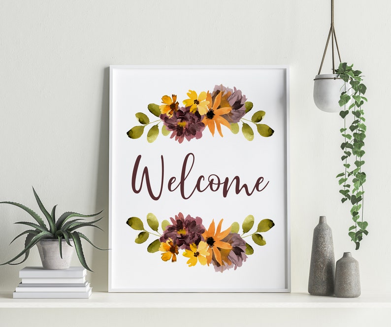 Fall Watercolor Welcome Digital Art Print, Instant Download - Etsy