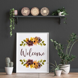 Fall Watercolor Welcome Digital Art Print, Instant Download - Etsy