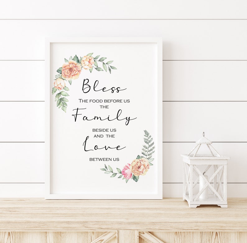 Kitchen Prayer Printable, Floral Blessing Christian Wall Art Digital ...
