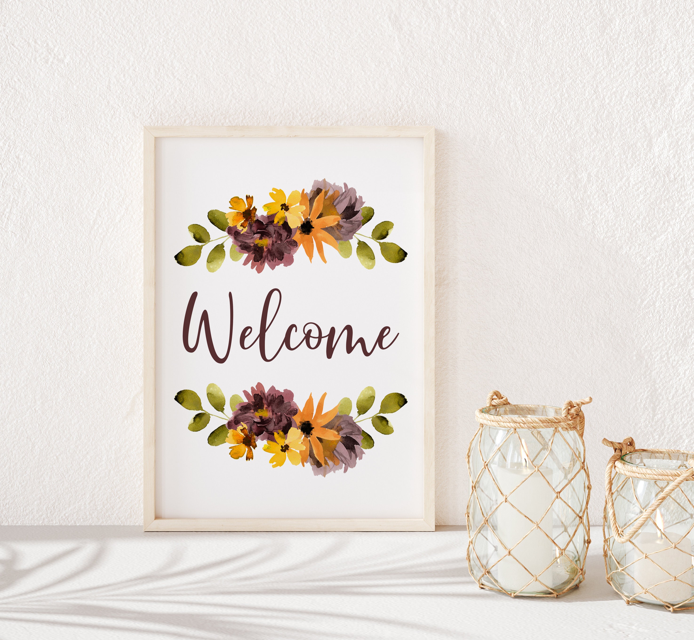 Fall Watercolor Welcome Digital Art Print, Instant Download - Etsy