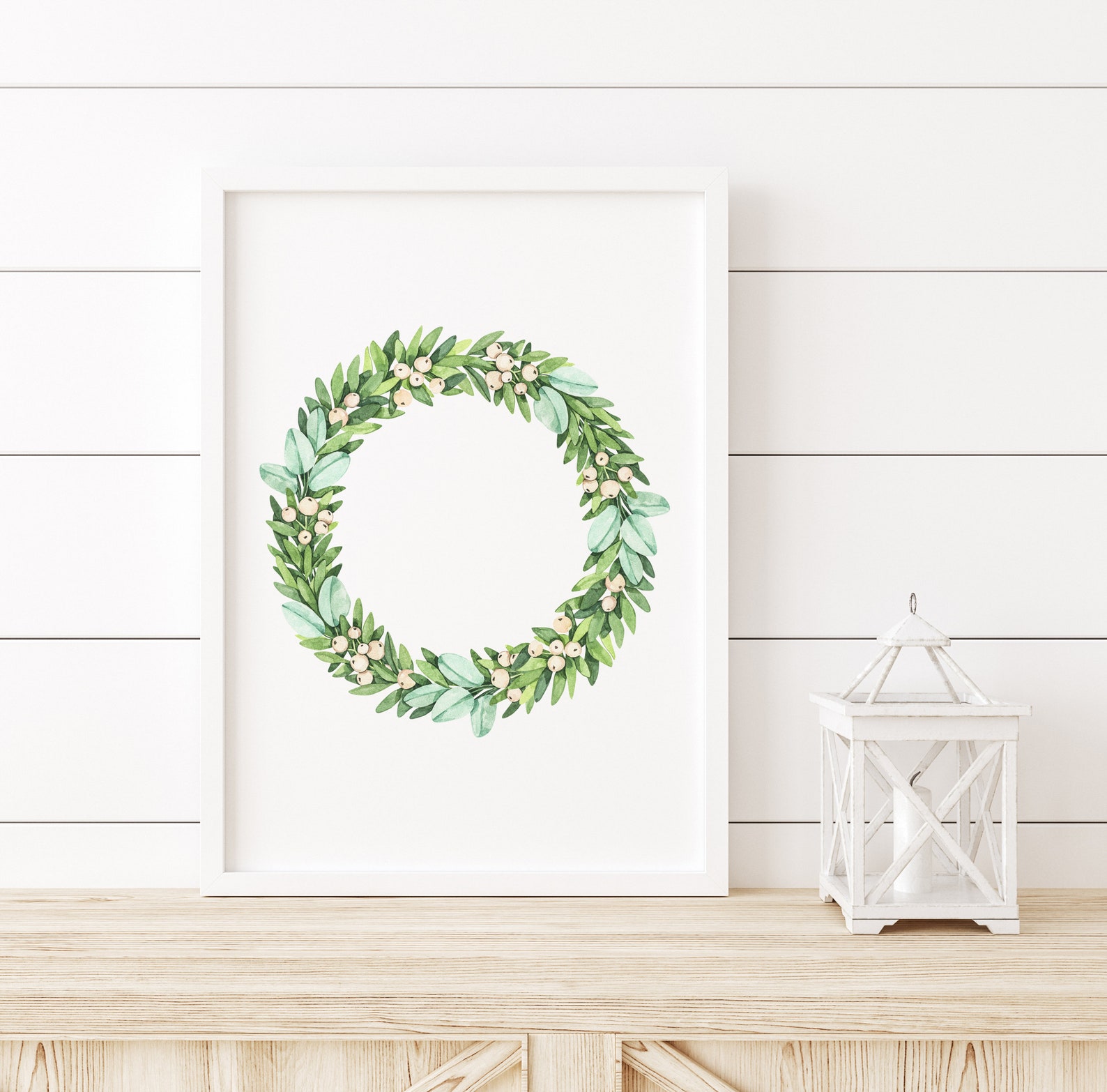 Wreath Christmas Printable, Digital Watercolor Christmas Wreath Digital ...