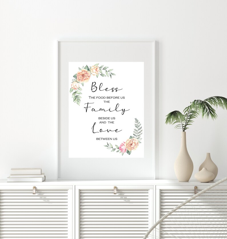 Kitchen Prayer Printable, Floral Blessing Christian Wall Art Digital ...