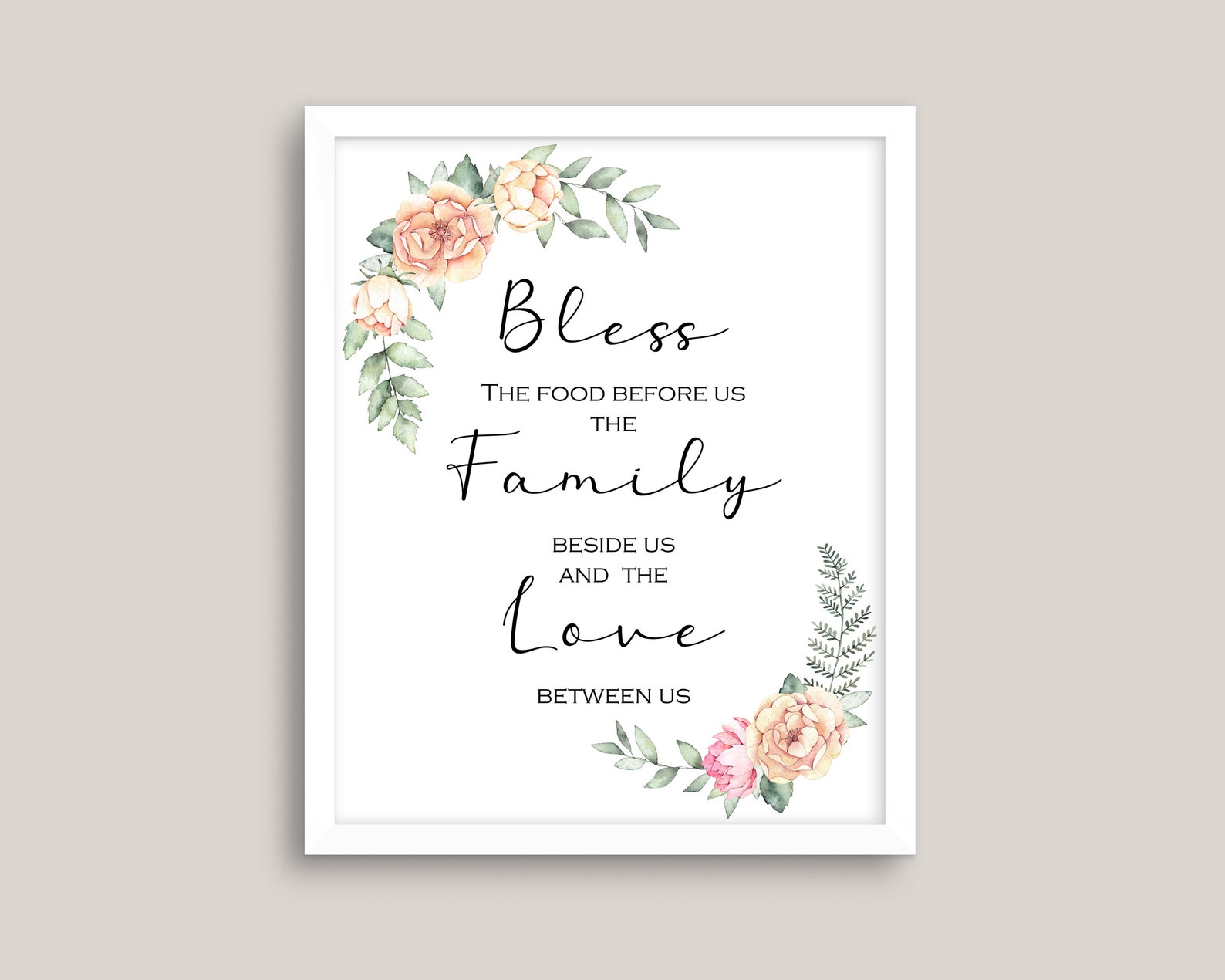 Kitchen Prayer Printable, Floral Blessing Christian Wall Art Digital ...