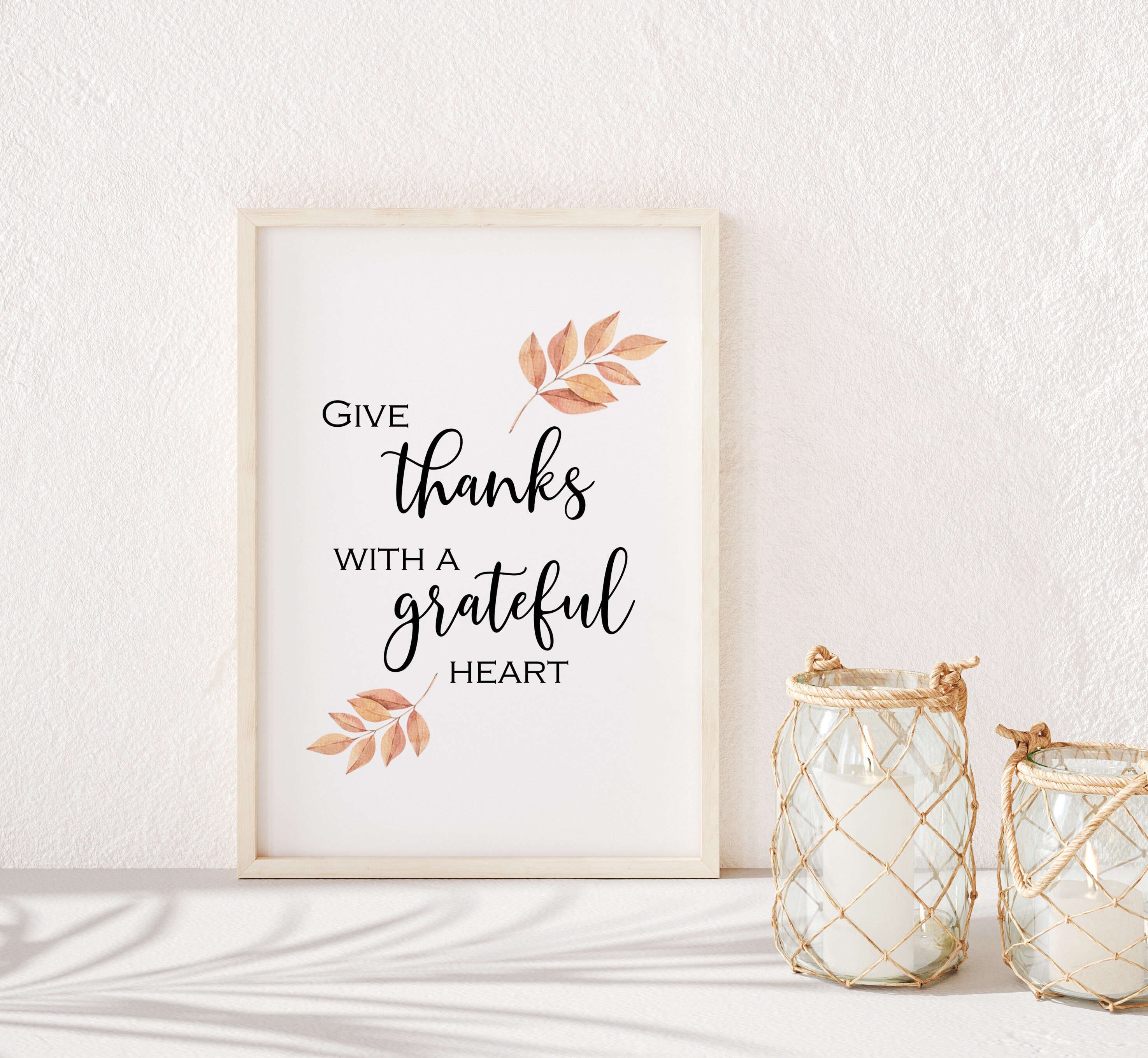 Give Thanks With a Grateful Heart Digital Art Print With Watercolor ...