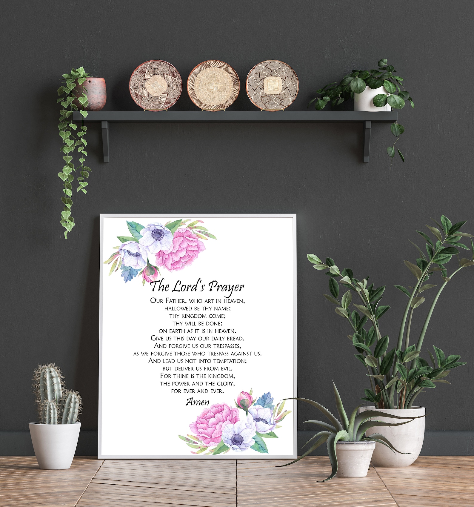 The Lord's Prayer Floral Digital Print INSTANT DOWNLOAD - Etsy