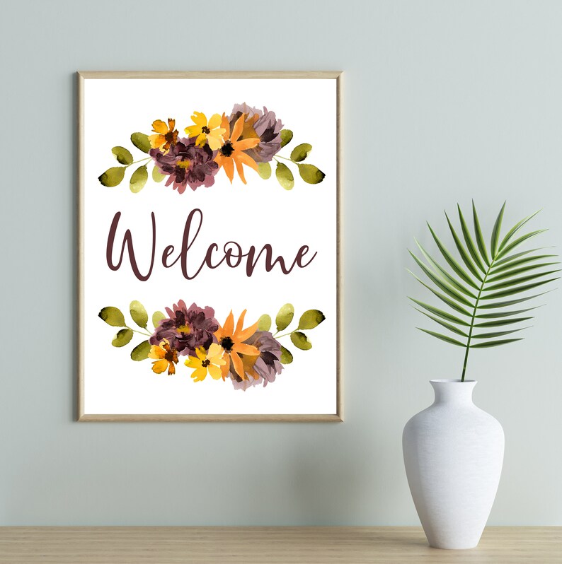 Fall Watercolor Welcome Digital Art Print, Instant Download - Etsy