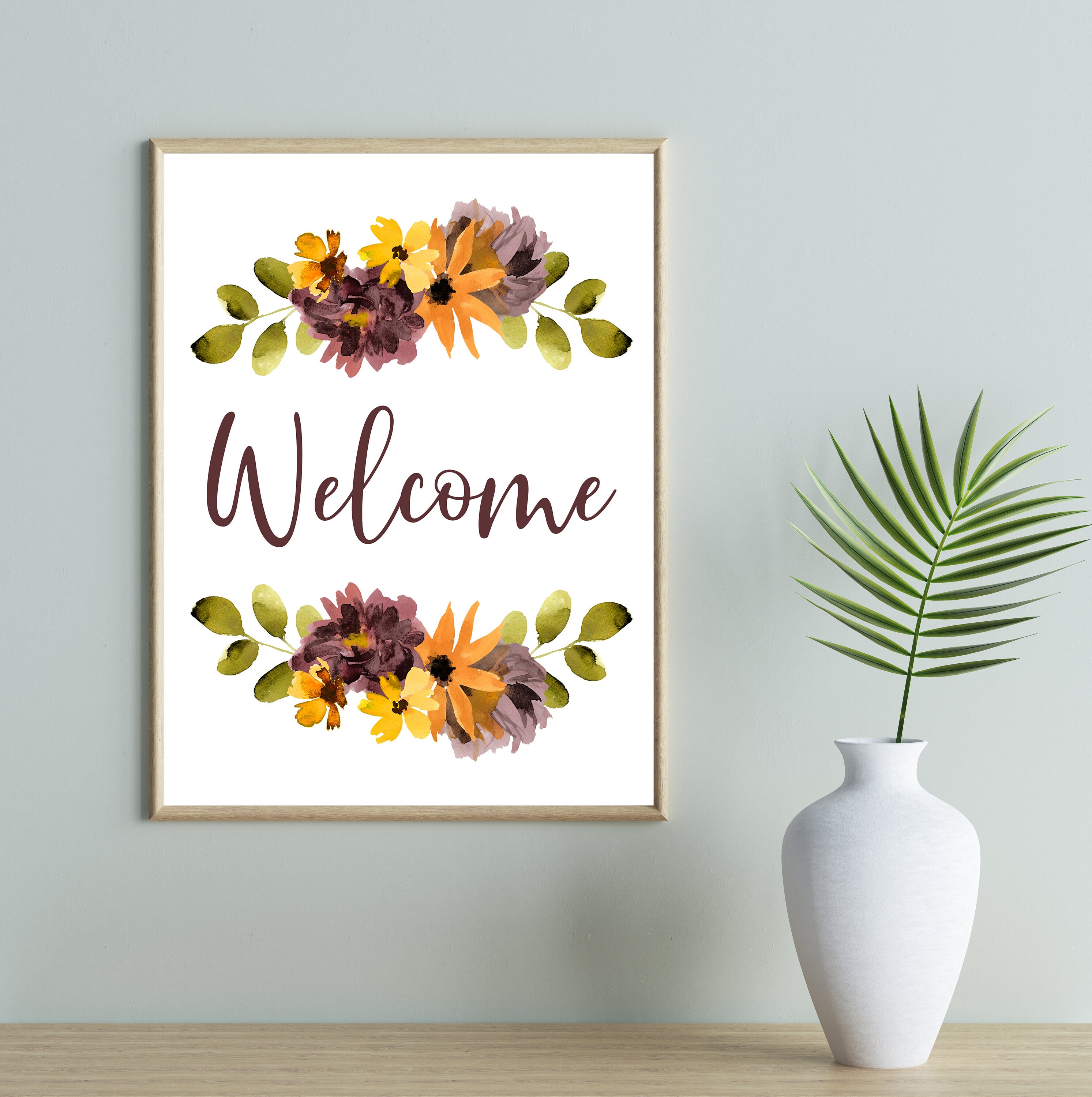 Fall Watercolor Welcome Digital Art Print, Instant Download - Etsy