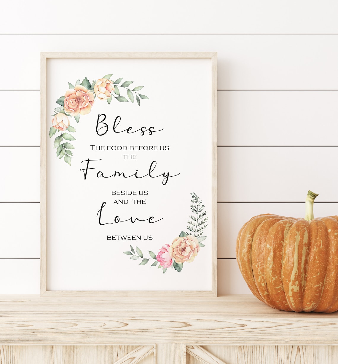 Kitchen Prayer Printable, Floral Blessing Christian Wall Art, Instant ...