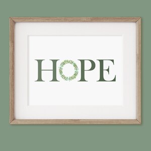 Christmas Hope Printable Wall Art Sign, Christmas Wreath Digital Print ...