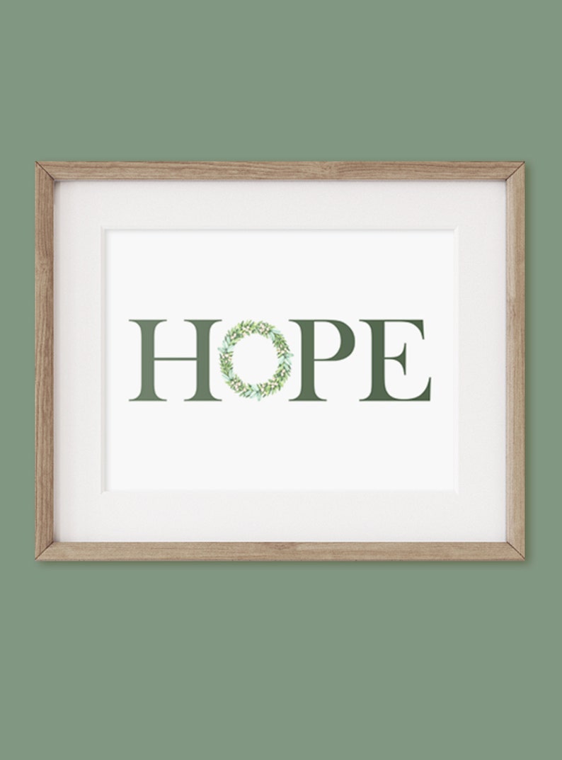 Christmas Hope Printable Wall Art Sign Christmas Wreath - Etsy