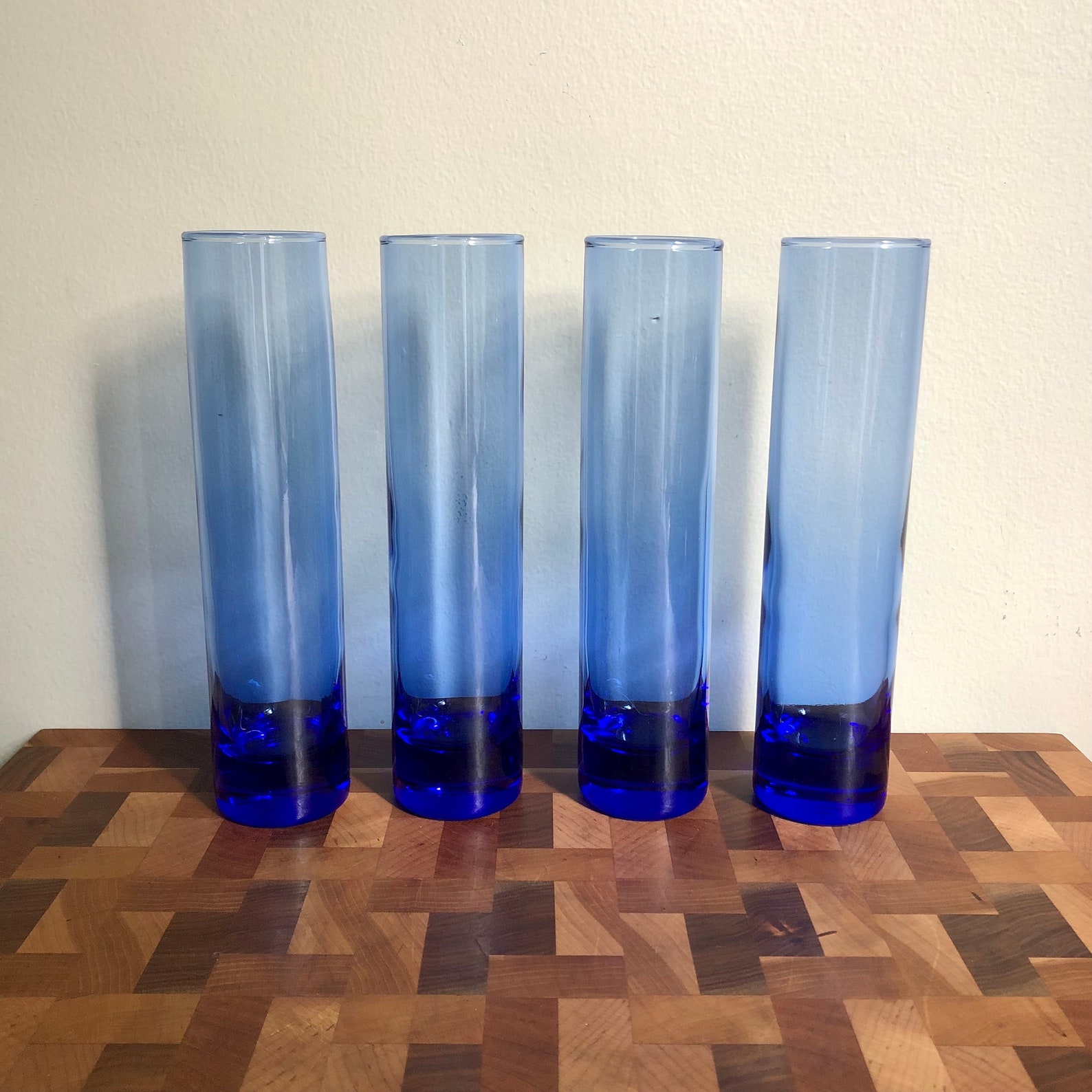Vintage Libbey Glassware Cobalt Blue Cylinder Glass Bud Vases, Set of 4 ...