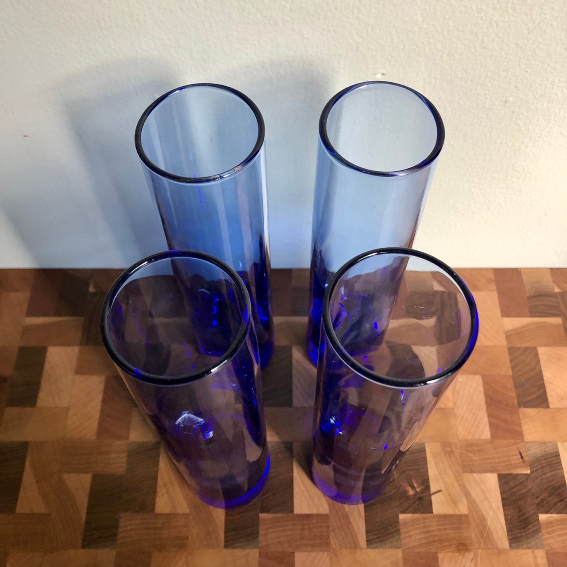 Vintage Libbey Glassware Cobalt Blue Cylinder Glass Bud Vases, Set of 4 ...