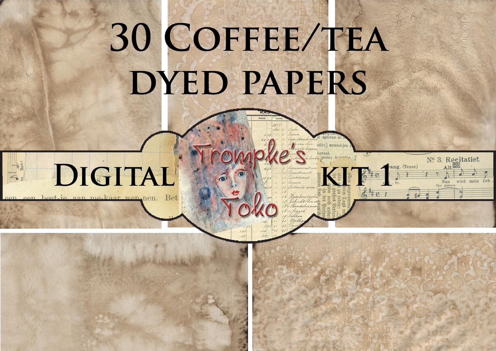 Digital Coffee/tea Dyed Papers Kit1 , 30 A4 Sheets - Etsy