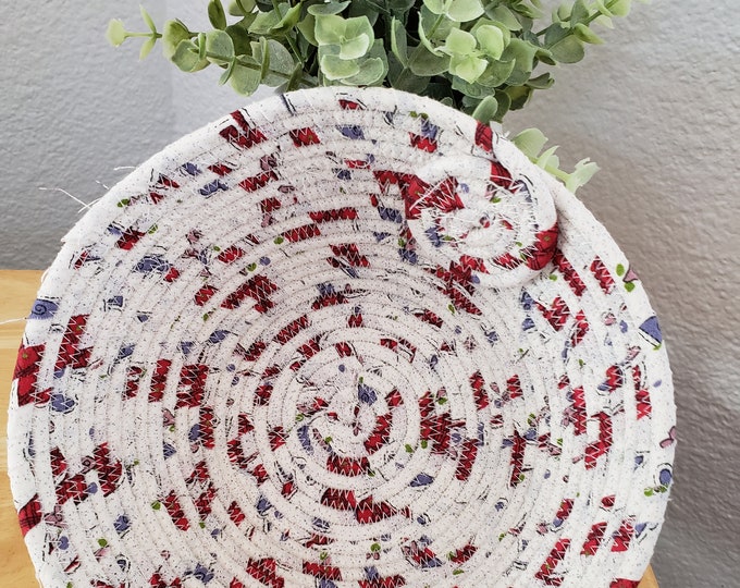 Cardinal, Winter Rope Bowl, Holiday Decoration, Fabric Rope Bowl ...