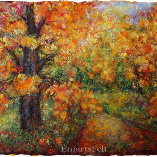 Landscape Wool Painting Needle Felted Fields Wool Wall Art - Etsy