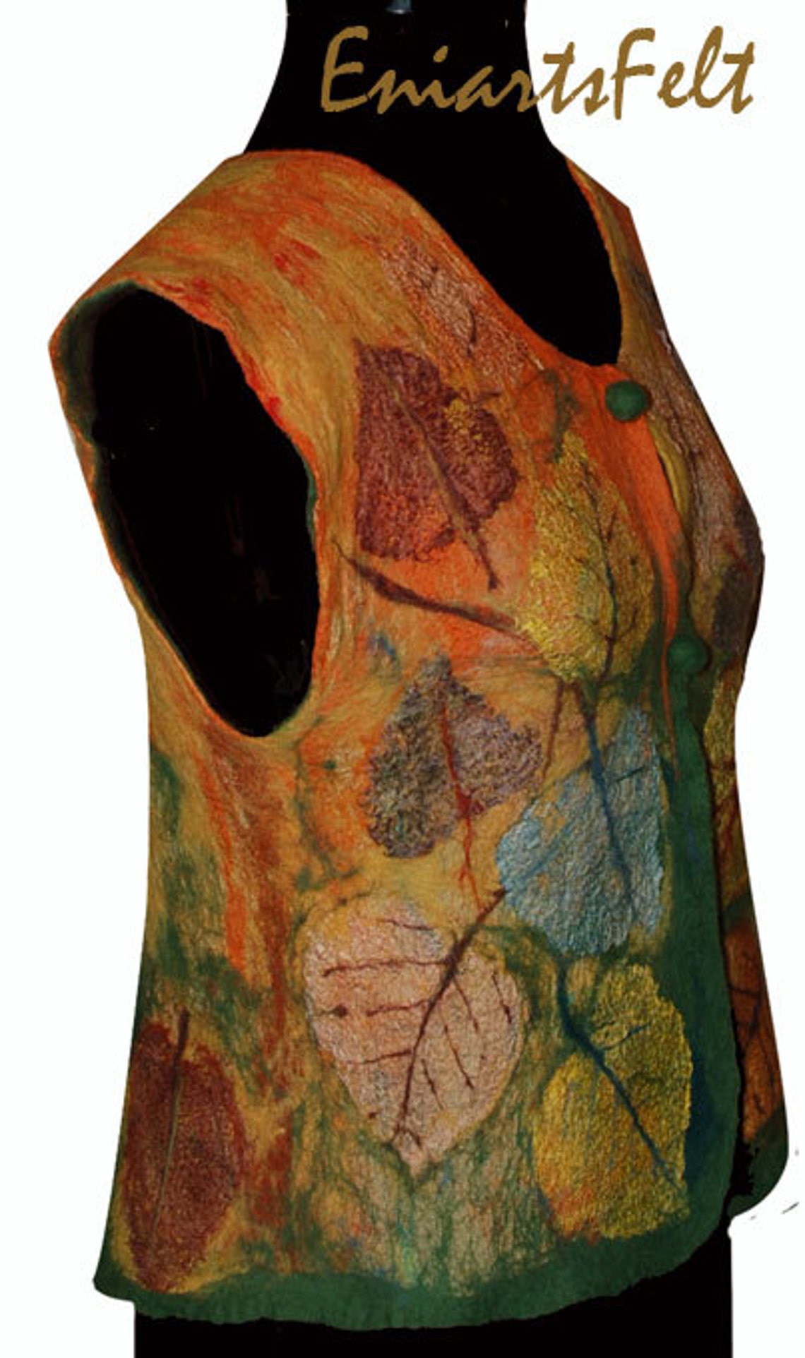 Unique Nuno Felt Vest With Autumn Leaves Design, Felt Fashion, Nuno/wet ...