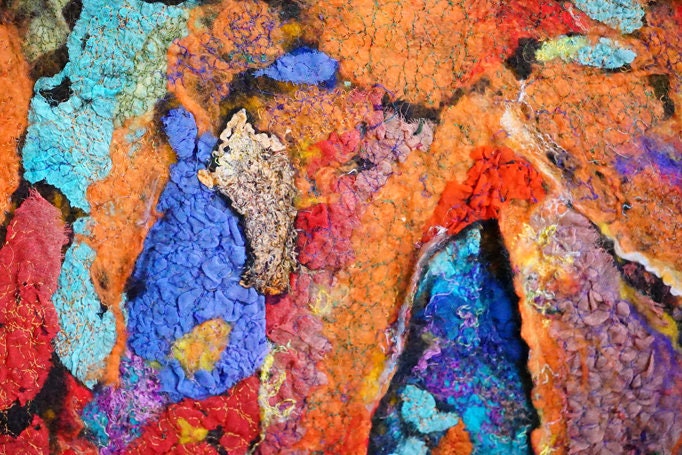 Felted Abstract Textured Painting of Series "rust", Felt Wall Art ...