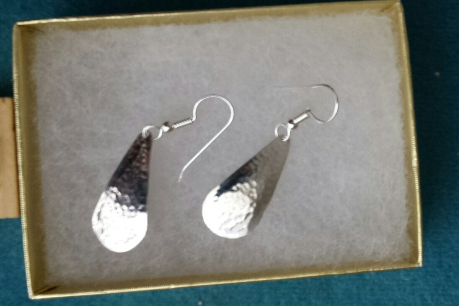 Hammered Sterling Silver Tear Drop Earrings - Etsy