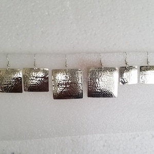 Hammered Sterling Silver Earrings Square - Etsy