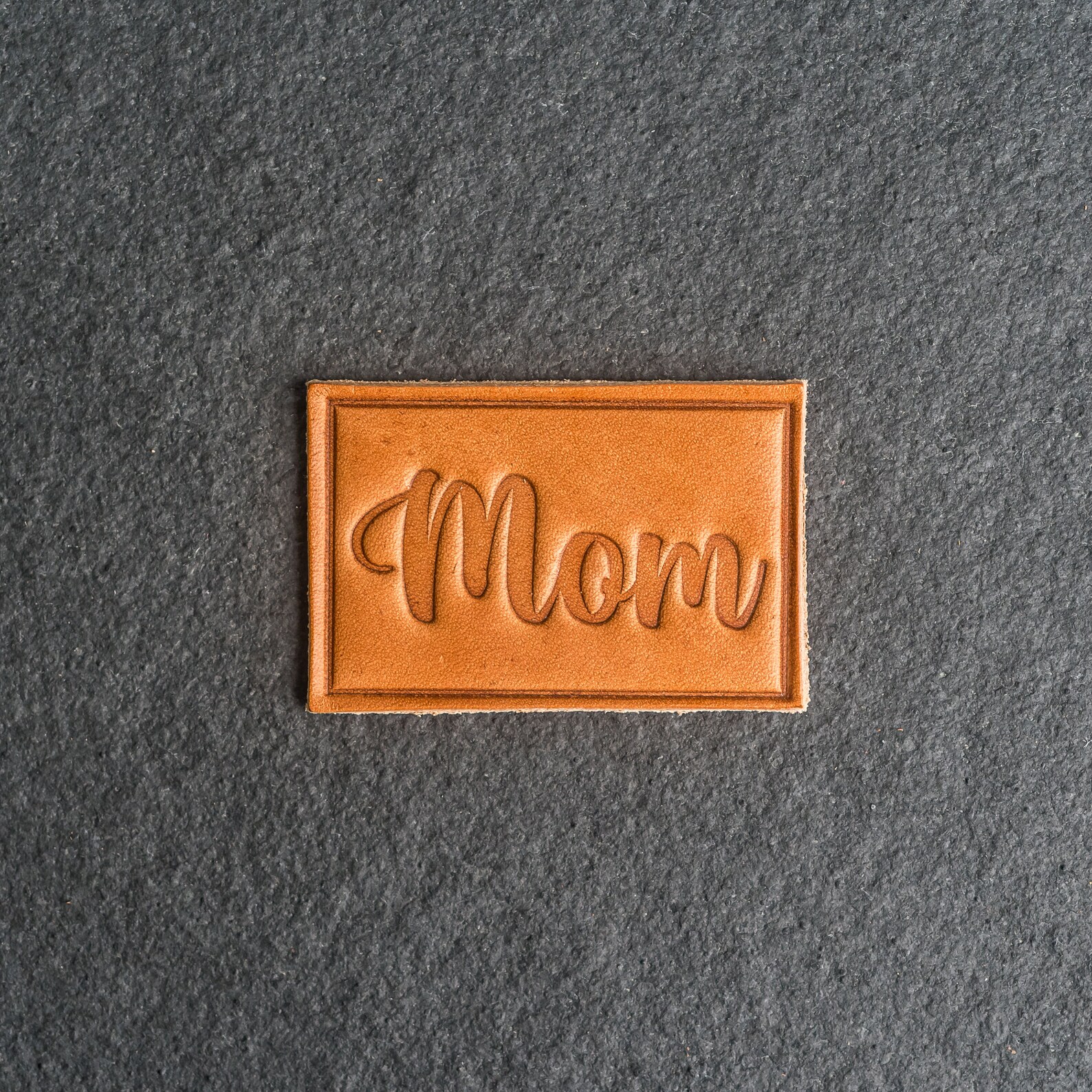 Mom Leather Patch | Optional Hook and Loop Fastener | 3" X 2" Rectangle ...