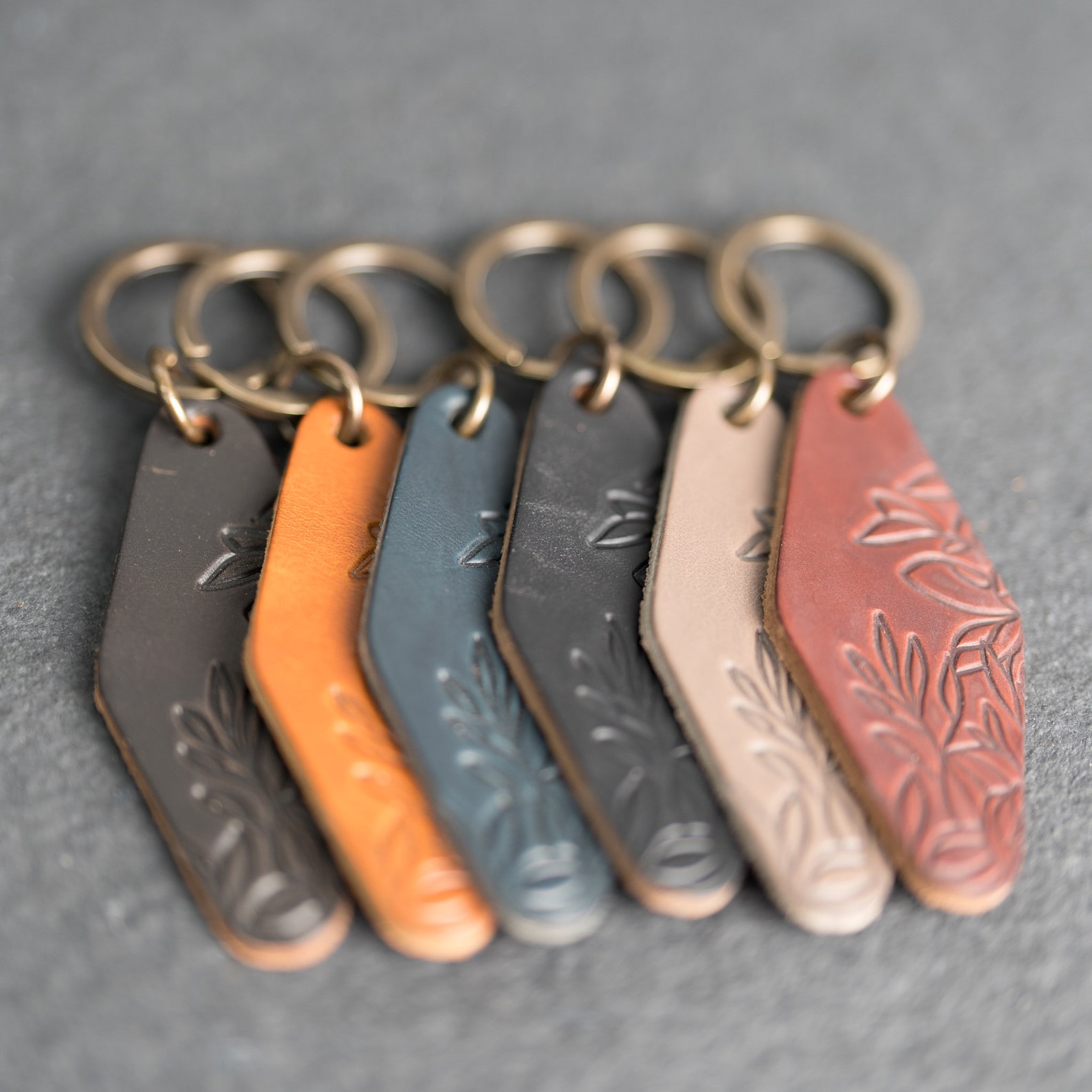 Personalized Leather Keychain Motel Key Shape Key Ring Fob With Design ...