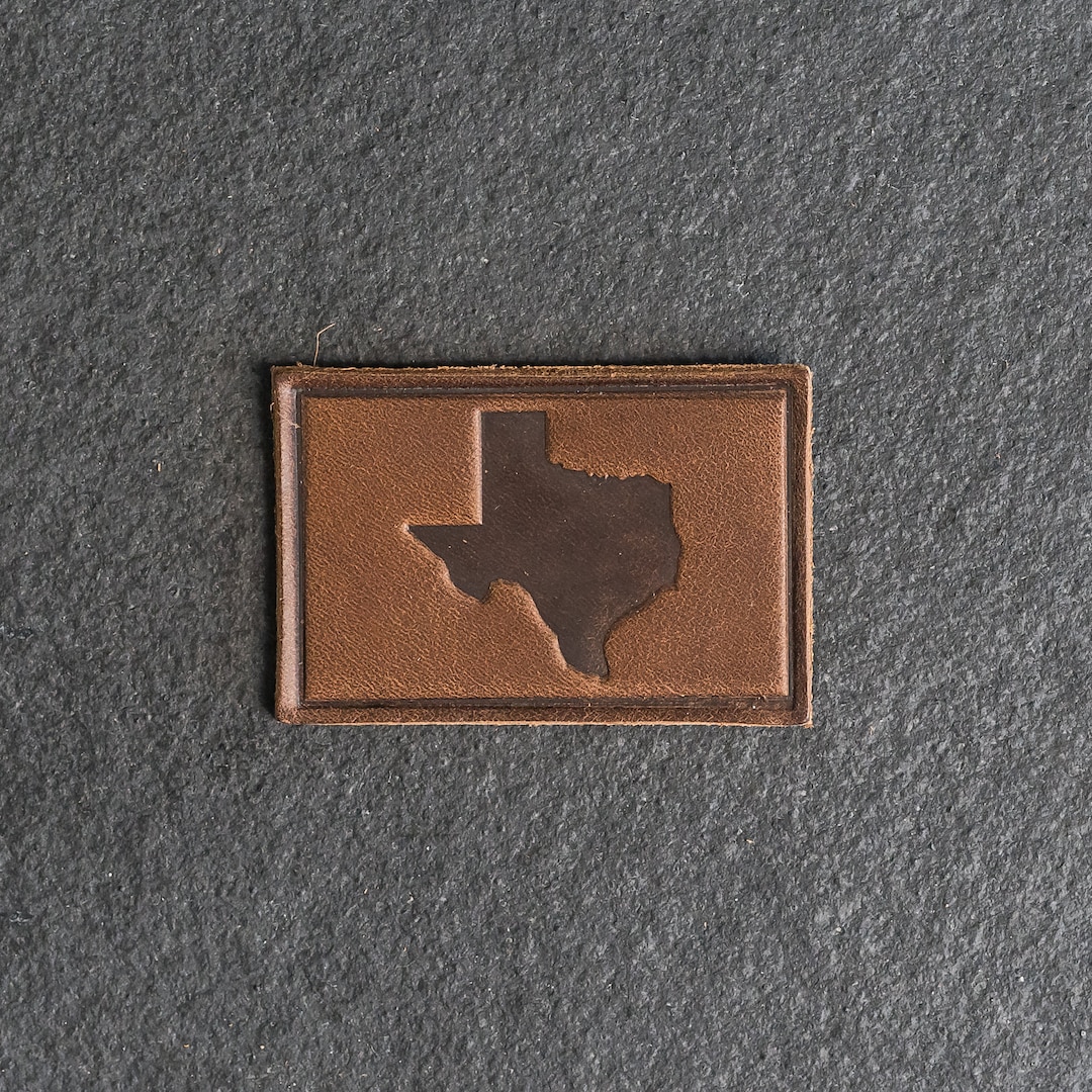 Texas Leather Patch | Optional Hook and Loop Fastener | 3" X 2 ...