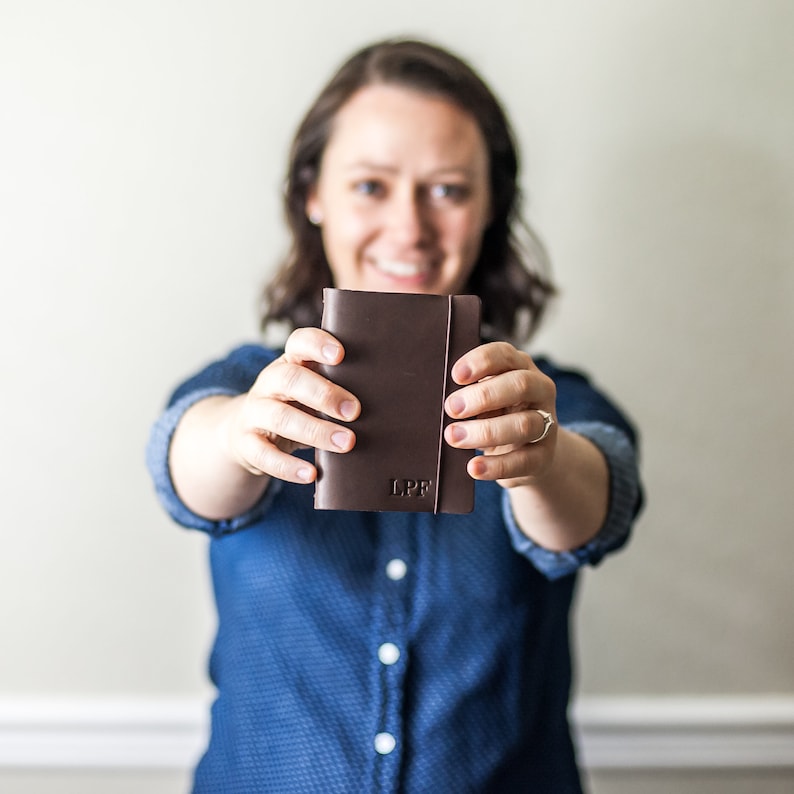 REFILLABLE Personalized Leather Pocket Journal With Elastic - Etsy