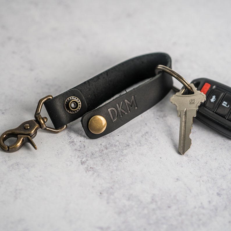 Personalized Leather Keychain Snap Closure With Keyring and - Etsy