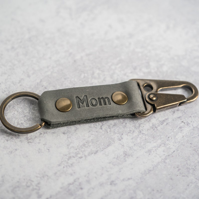 Personalized Leather Keychain Push Clip Keyring Key Fob - Etsy