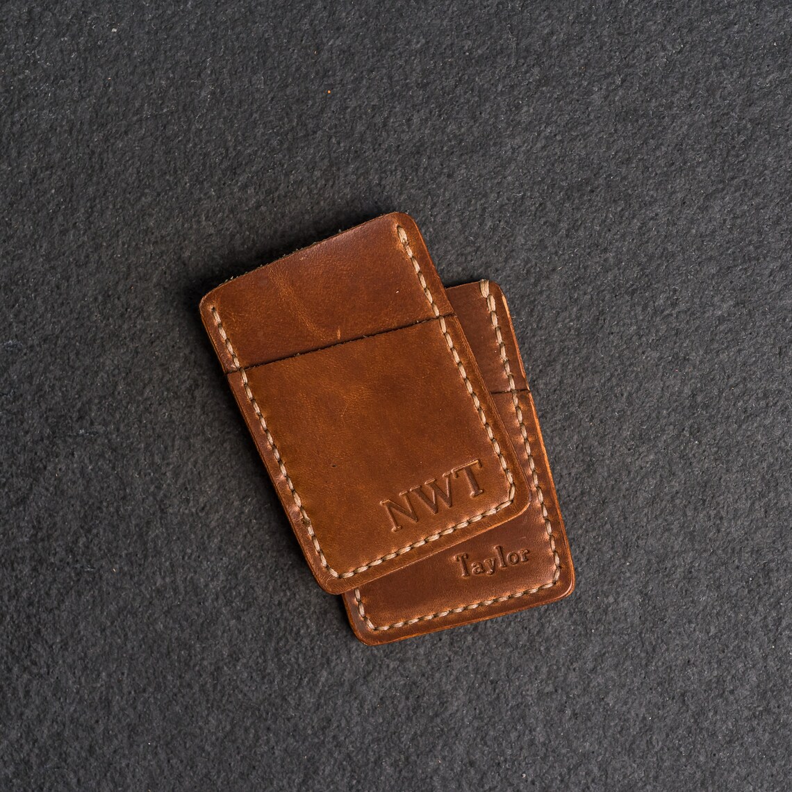 Personalized Leather Two Pocket Wallet | Small Minimalist Wallet | Men ...