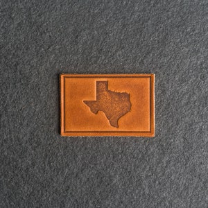 Texas Leather Patch | Optional Hook and Loop Fastener | 3" X 2 ...