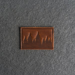 Pine Tree Leather Patch | Optional Hook and Loop Fastener | 3" X 2 ...