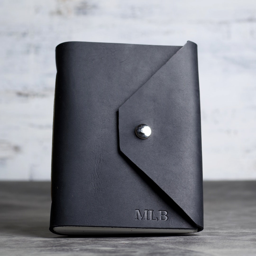 Personalized Leather Journal With Snap Closure | Handmade Sketchbook ...