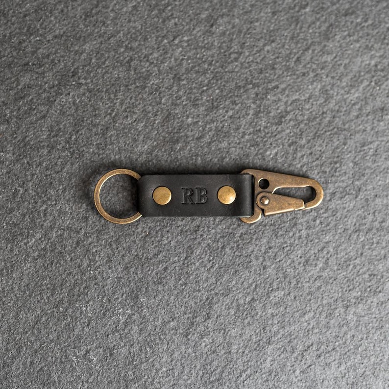 Personalized Leather Keychain | Push Clip Keyring | Key Fob Customized ...