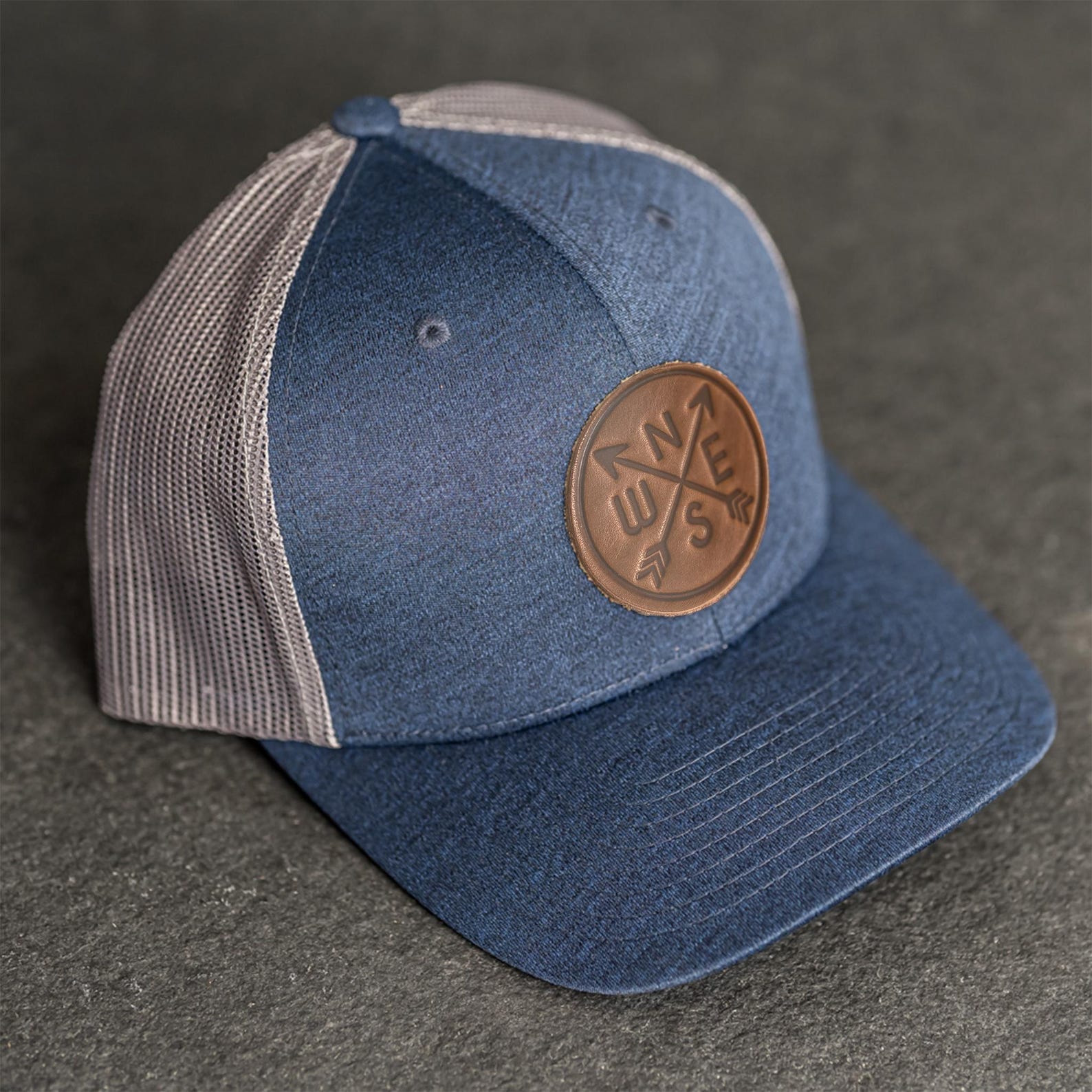 Compass Rose Performance Trucker Hat | Leather Patch Performance Style ...