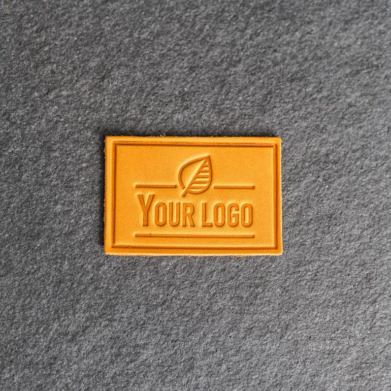 Your Logo Rectangle Leather Patch | Optional Hook and Loop Fastener | 3 ...