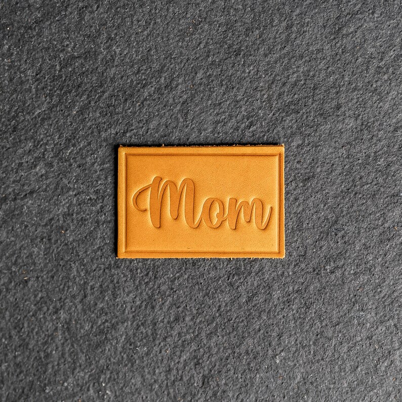Mom Leather Patch | Optional Hook and Loop Fastener | 3" X 2" Rectangle ...