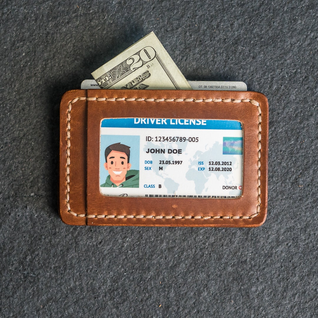 Personalized Leather ID Wallet, Small Wallet, Men's Wallet, Women's ...
