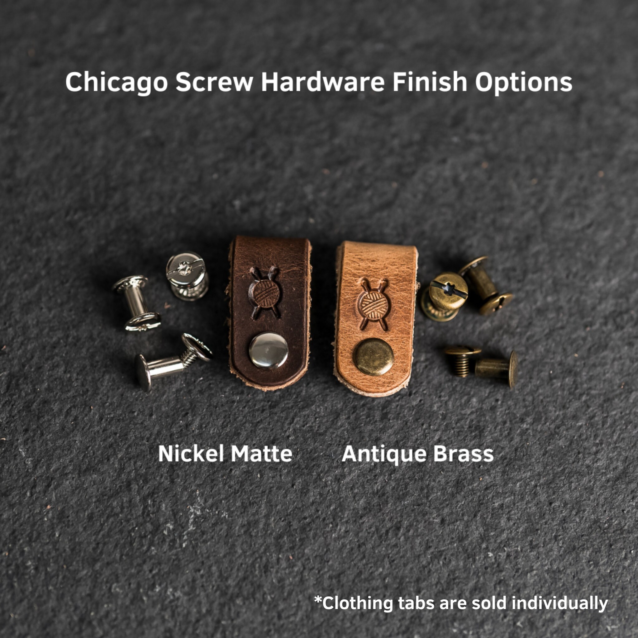 Knitting Needles Stamp Clothing Tabs With Chicago Screw | Leather ...