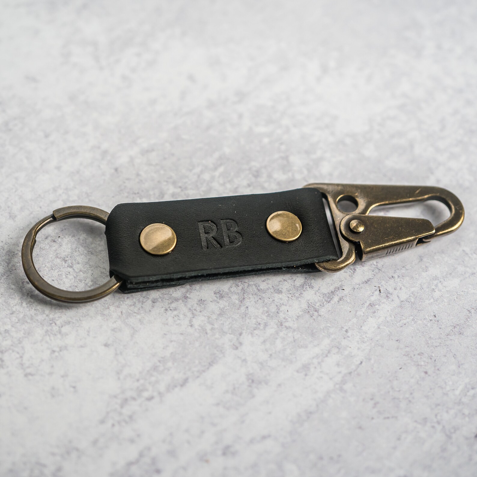 Personalized Leather Keychain Push Clip Keyring Key Fob - Etsy