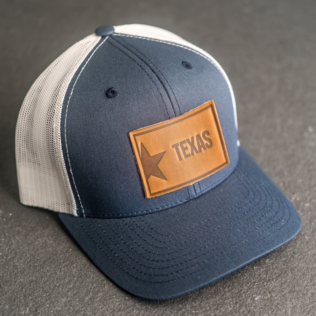 Texas License Plate Hat Leather Patch Trucker Style Hats for Him or Her ...