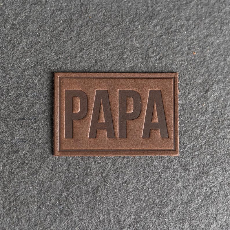 PAPA Leather Patch | Optional Hook and Loop Fastener | 3" X 2 ...