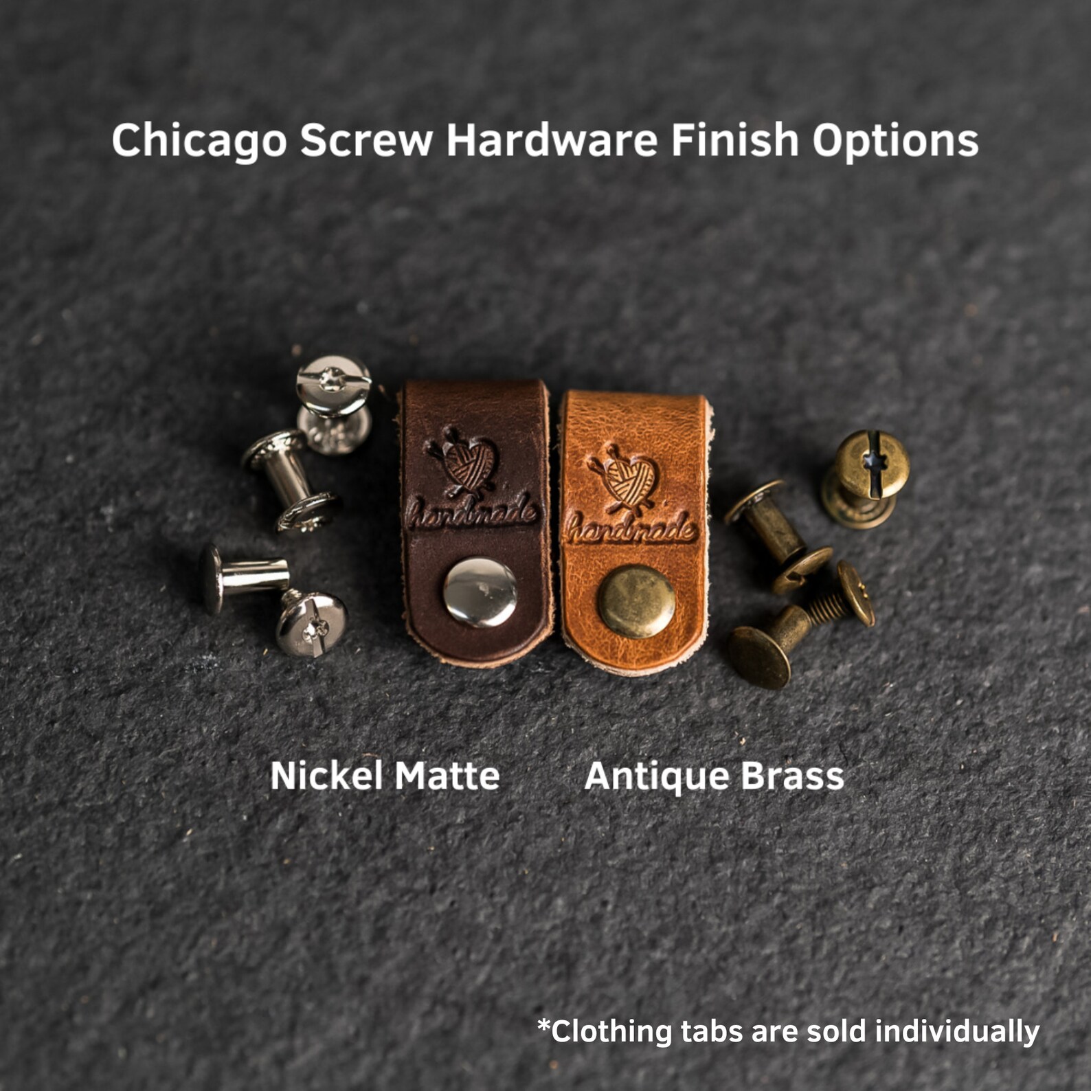 Leather Clothing Tab - Handmade Stamp| W/ Chicago Screw | Mother's Day ...