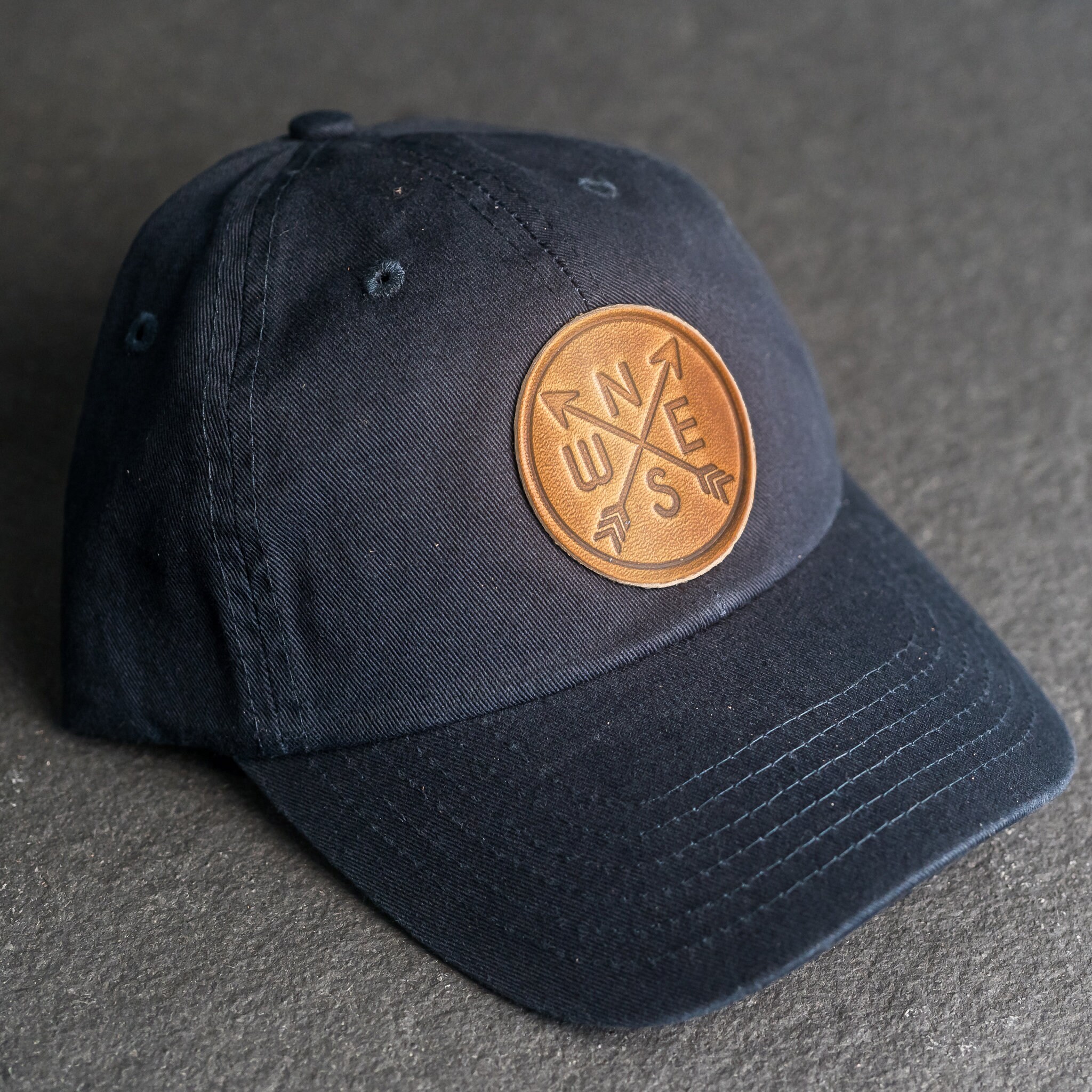 Compass Rose Unstructured Hat | Leather Patch Unstructured Style Hats ...