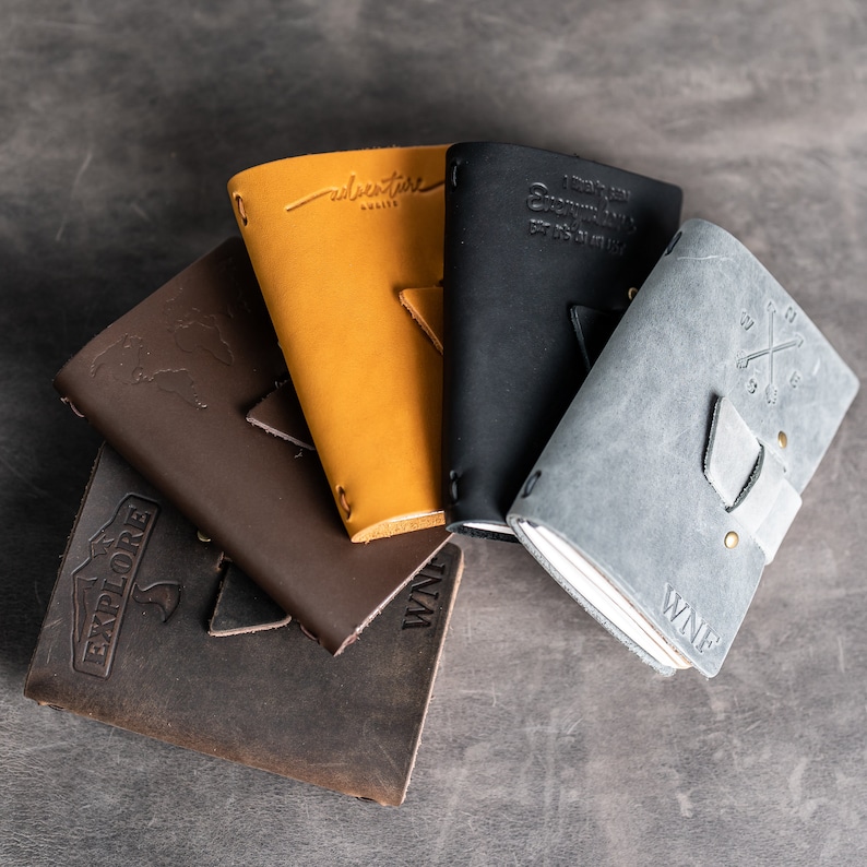 REFILLABLE Personalized Leather Pocket Adventure Journal With Buckle ...