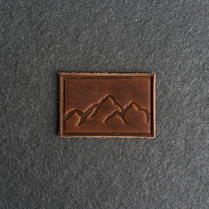 Mountains Leather Patch | Optional Hook and Loop Fastener | 3x2 ...