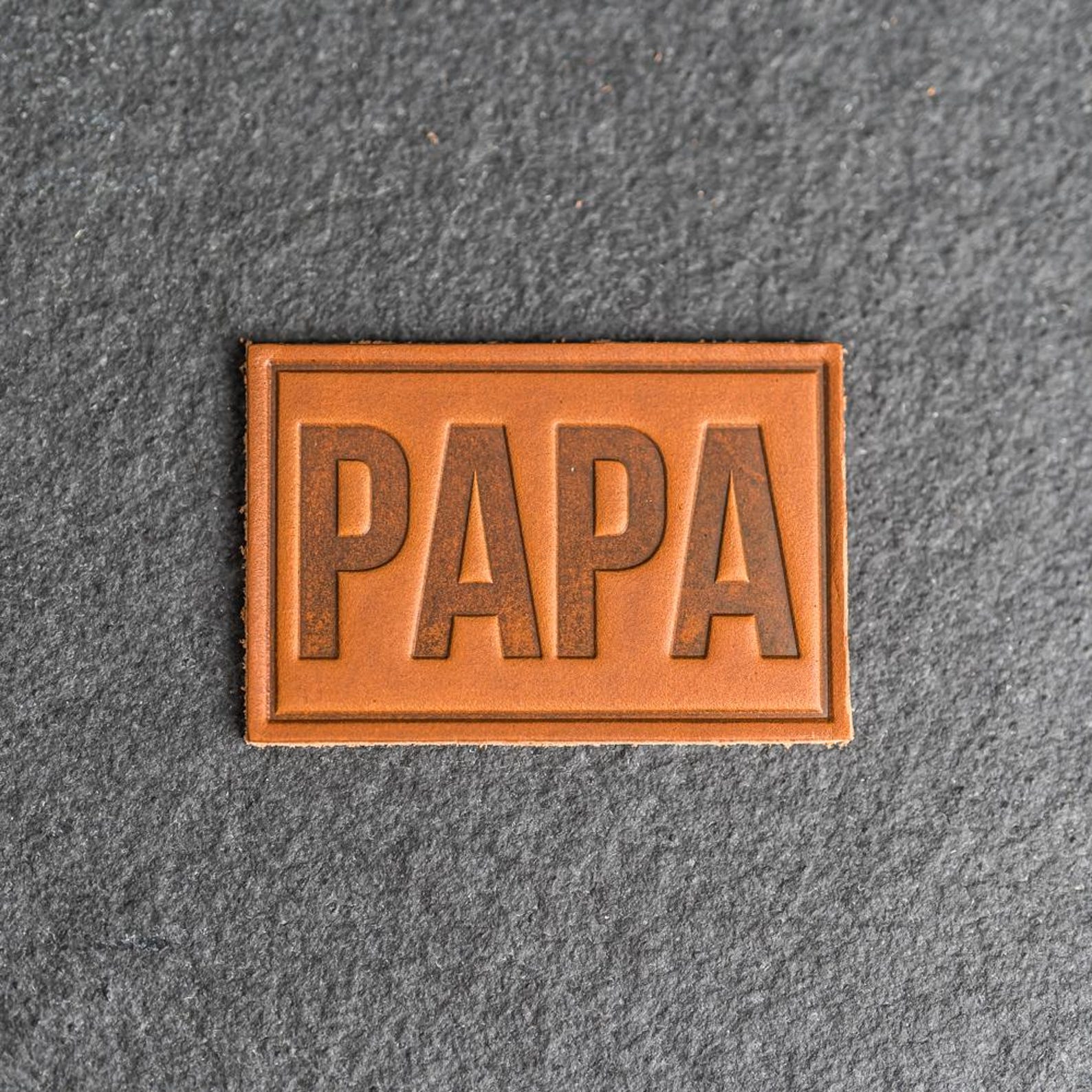 PAPA Leather Patch | Optional Hook and Loop Fastener | 3" X 2 ...